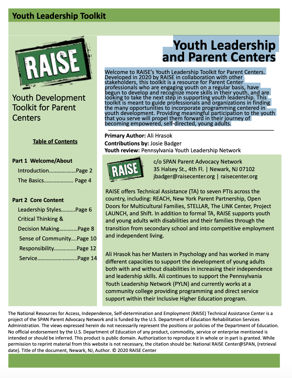Resources by Topic | RAISE Center A SPAN Project